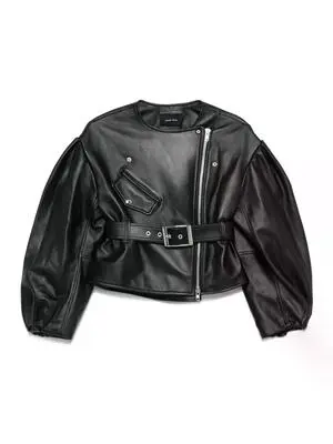Simone Rocha Belted Puff-sleeve Leather Jacket