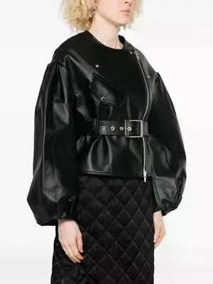Simone Rocha Belted Puff-sleeve Leather Jacket