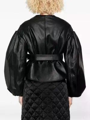 Simone Rocha Belted Puff-sleeve Leather Jacket