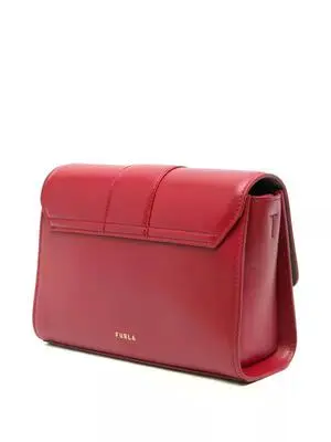 Furla Small Leather Satchel With Clasp Detail - Red