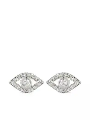 Mateo 14k White Gold Diamond Evil Eye Earrings - Silver