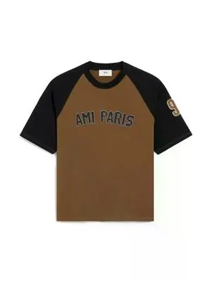 AMI Paris Two-tone Short-sleeve Cotton T-shirt
