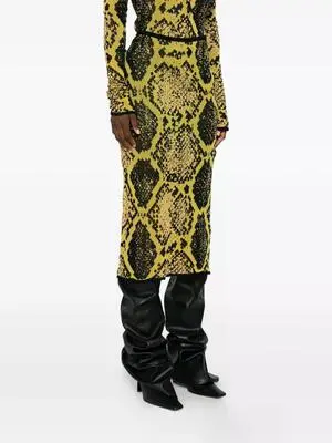 Attico Snakeskin-print Midi Skirt