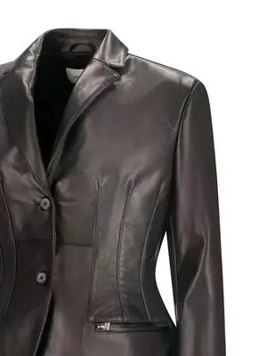 Magda Butrym Leather Blazer With Stitch Waist