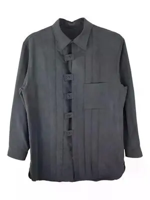 Yohji Yamamoto Pleated Button-fastening Shirt Jacket - Grey