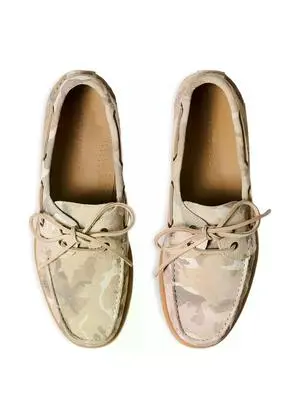SCAROSSO Camouflage Suede Boat Shoes - Neutrals