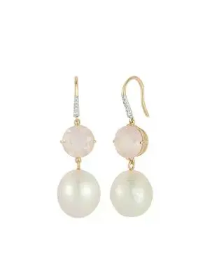 Mateo Topaz Pearl Drop Earrings - Pink