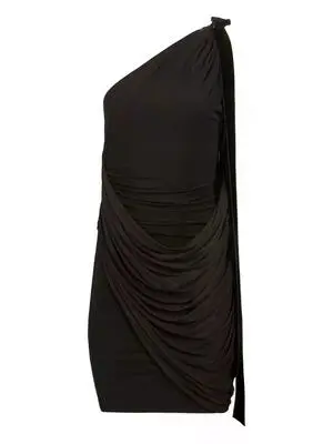 Nina Ricci One-shoulder Draped Mini Dress - Black