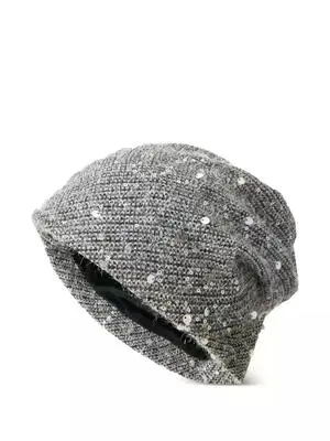 MAISON MICHEL Sequin-embellished Beanie - Grey