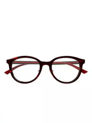 Gucci Web-stripe Round-frame Glasses - Black
