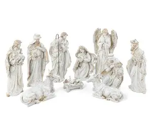 GLITZHOME 10-piece Resin Nativity Figurine Set