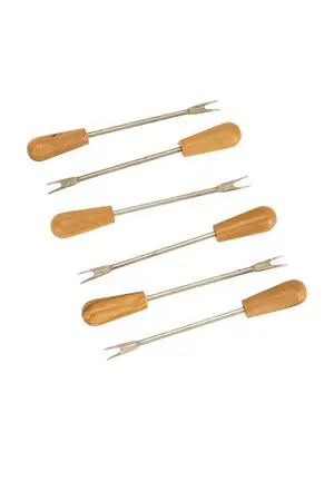 VERVE CULTURE Set Of 6 Olivewood Aperitivo Forks - Brown