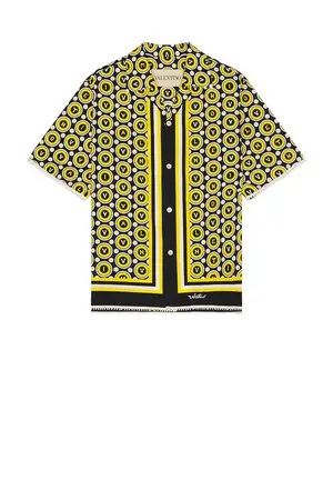 Valentino Garavani Bowling Shirt In Yellow - Black & Yellow
