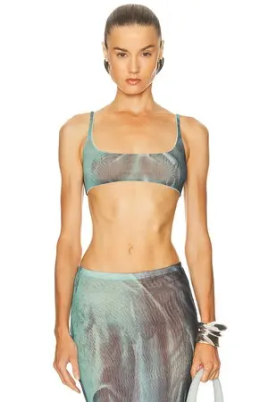 Jean Paul Gaultier Water Bra Top In Teal - Indigo & Vintage Blue