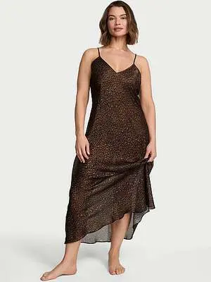 Victoria's Secret Luxe Sheer Satin Long Slip Dress - Print