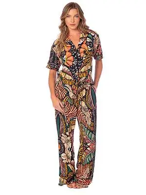 Victoria's Secret Printed Short Sleeve Pant Set - Print