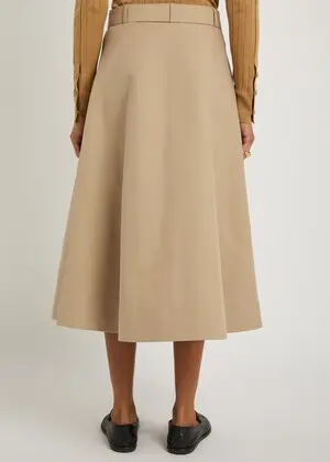 Moncler Cotton-poplin Midi Skirt - Beige