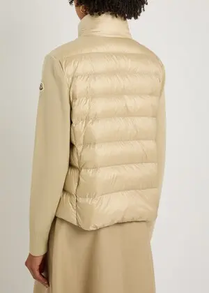 Moncler Quilted Shell And Wool-knit Cardigan - Beige