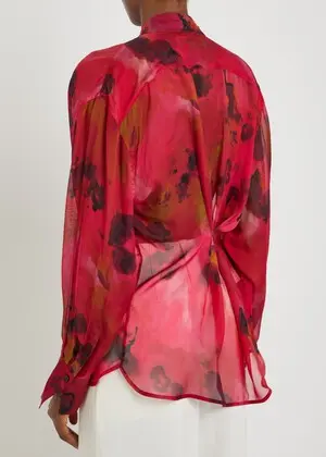 Victoria Beckham Draped Floral Silk-chiffon Blouse - Multi Print