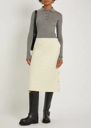 Moncler Quilted Shell Midi Skirt - Beige