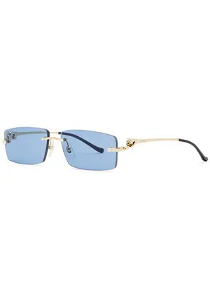 CARTIER Signature C De Rectangle-frame Sunglasses - Gold
