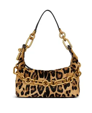 Balmain Medium Leopard Print Leather Bag - Brown