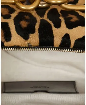 Balmain Medium Leopard Print Leather Bag - Brown