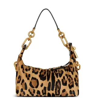 Balmain Medium Leopard Print Leather Bag - Brown