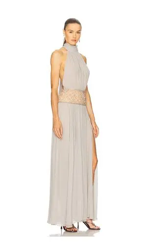 Retrofete Kreeli Embellished Halterneck Maxi Dress - Grey
