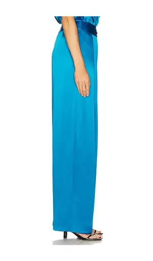 THE SEI Relaxed Fit Silk Trousers - Blue