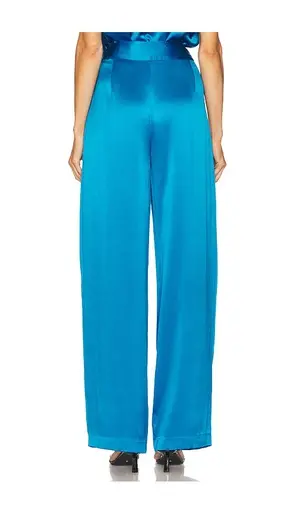 THE SEI Relaxed Fit Silk Trousers - Blue