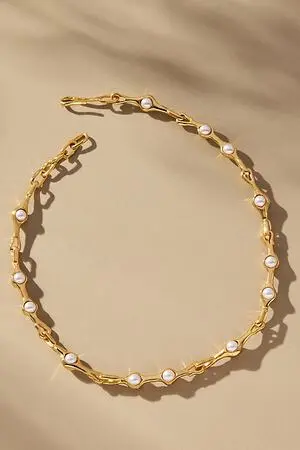 Joanna Laura Constantine Wave Pearl Orbs Chain Necklace - Gold