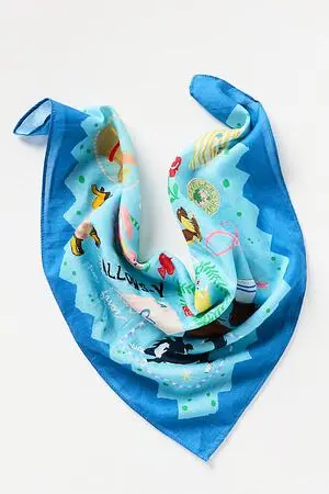 Maeve Prted Bandana Scarf - Blue Dog