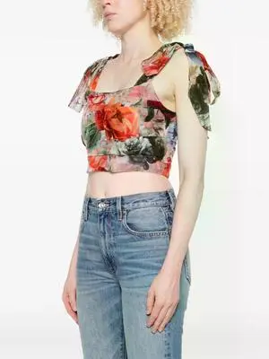Alice + Olivia Floral-print Tie-detailed Blouse