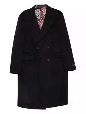 Etro Double-breasted Coat With Paisley Lining