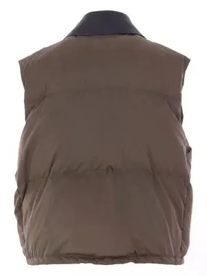 Miu Miu Quilted Gilet With Leather Collar