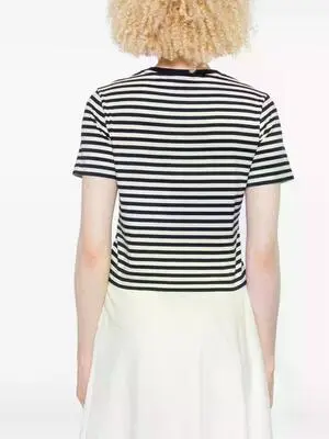 Maison Kitsuné Baby Fox-embroidered Striped Cropped Top