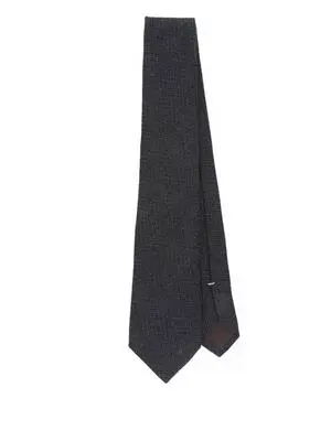 Canali Geometric-pattern Silk-cashmere Neck Tie - Blue
