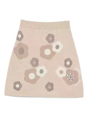 Kenzo Floral-pattern Knit Straight Skirt
