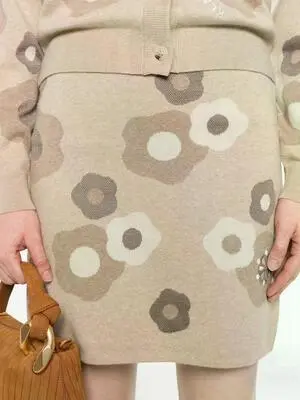 Kenzo Floral-pattern Knit Straight Skirt