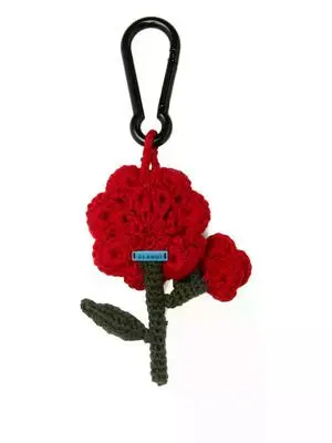 Alanui Rose Crochet Key Ring - Red