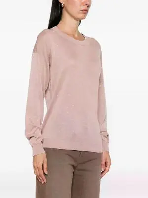Eleventy Sequin-embellished Round-neck Sweater - Pink