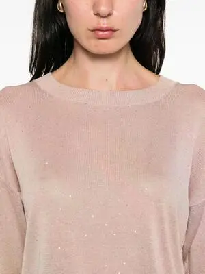 Eleventy Sequin-embellished Round-neck Sweater - Pink