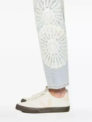 FRAME Crochet Embellished Straight Leg Jeans - Blue