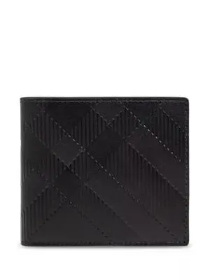 Burberry Embossed Check Bifold Wallet - Black