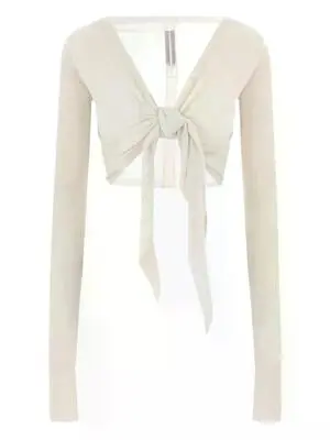 Rick Owens Tie-front Ribbed Cardigan - Neutrals