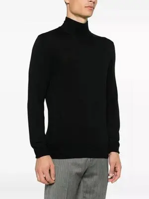 Canali Long-sleeved Wool Sweater - Black