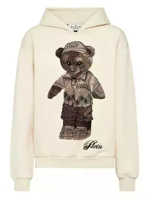 Philipp Plein Crystal-embellished Teddy Bear Hoodie - Neutrals