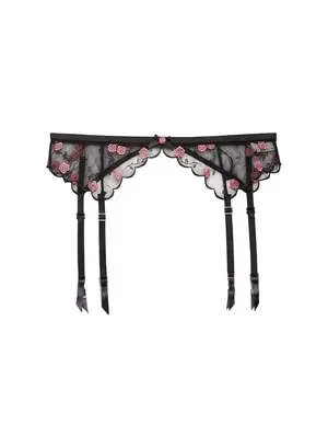 Fleur Du Mal Rose & Vine Garter Belt - Black