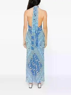 Rixo Paisley Print Halterneck Dress